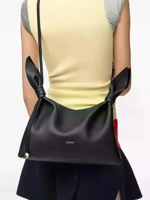 Loewe Paseo Knotted Leather Shoulder Bag - Black