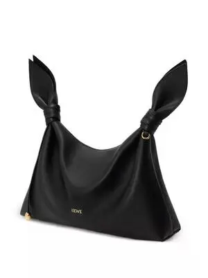 Loewe Paseo Knotted Leather Shoulder Bag - Black