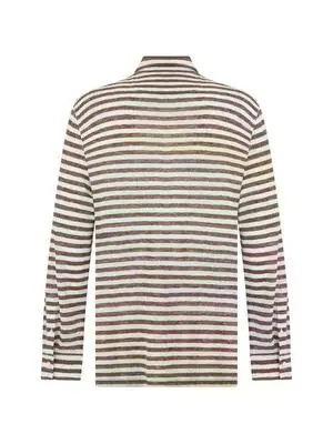 Fedeli Striped Long-sleeve Polo Shirt