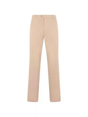 Fedeli Straight-cut Trousers With Belt Loops - Neutrals