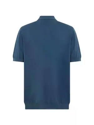 Fedeli Geometric-patterned Zip-fastening Polo Shirt - Blue