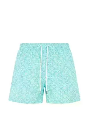 Fedeli Patterned Swim Shorts - Blue