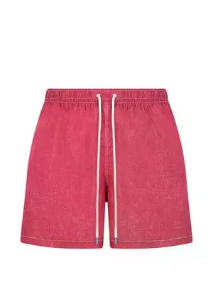 Fedeli Drawstring Waist Beach Shorts - Red