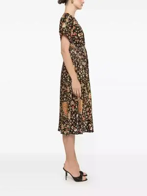 NISSA Floral Print Viscose Midi Dress