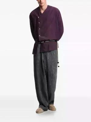 Emporio Armani Bark-effect Straight-leg Trousers