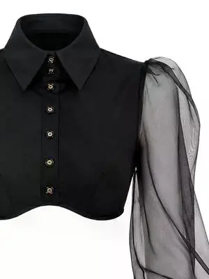 Elisabetta Franchi Organza Sleeve Cropped Shirt