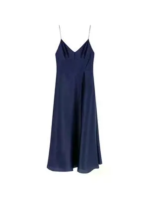 Alberta Ferretti Spaghetti Strap V-neck Midi Dress