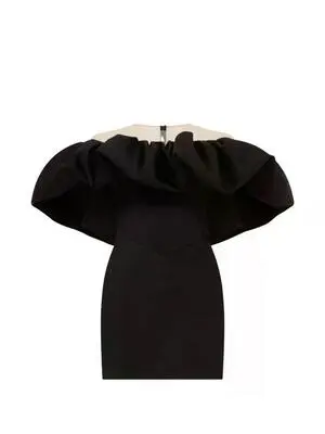 David Koma Sheer Panel Mini Dress - Black