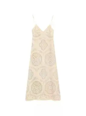 Valentino Garavani Midi Dress With Floral Stamp Blanket Print - Neutrals