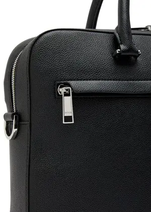 BOSS Grained Leather Briefcase With Logo Detail
