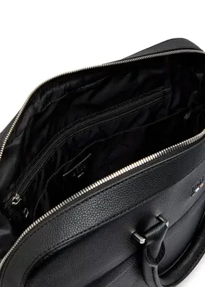 BOSS Grained Leather Briefcase With Logo Detail