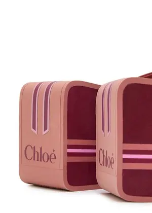 Chloé Patent Leather Striped Wedge Mules - Pink