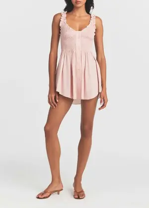 SKIMS Smocked Poplin Mini Dress