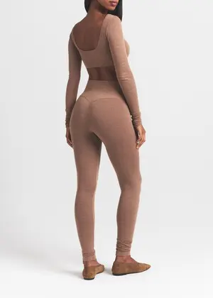 SKIMS Cropped Ribbed Wool-blend Top - Light Brown