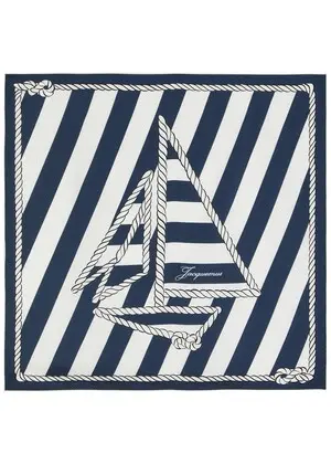 Jacquemus Le Foulard Bateau Corde Printed Silk Scarf - Navy