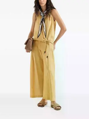 Brunello Cucinelli Drawstring Linen Trousers With Monili Detail - Yellow