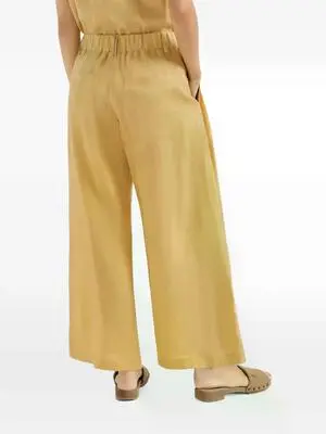Brunello Cucinelli Drawstring Linen Trousers With Monili Detail - Yellow