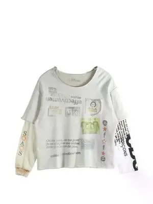 SAITOS Graphic-print Layered T-shirt - Neutrals