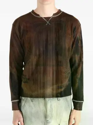 SAITOS Graphic-print Waffle-knit T-shirt
