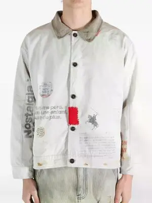 SAITOS Graphic-print Patch-detail Cotton Jacket