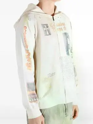 SAITOS Long Live Rock Distressed Cotton Hoodie