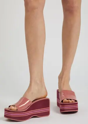 Chloé Patent Leather Wedge Mules