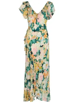 Rixo Meadow Floral-print Silk Midi Dress - Green