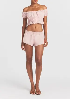 SKIMS Lace-trim Poplin Shorts - Pink