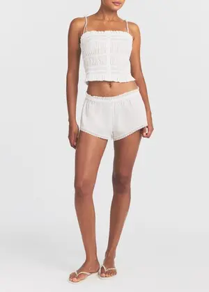 SKIMS Lace-trim Poplin Shorts - White