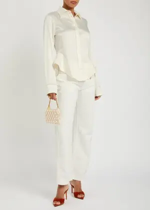 Stella McCartney Peplum Satin-crepe Shirt - Cream