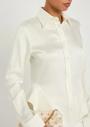 Stella McCartney Peplum Satin-crepe Shirt - Cream