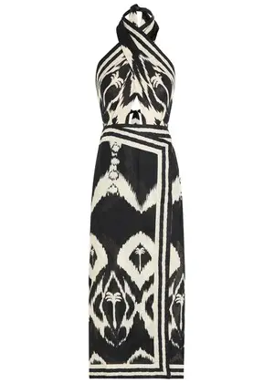 JOHANNA ORTIZ Buen Viento Halterneck Linen Midi Dress