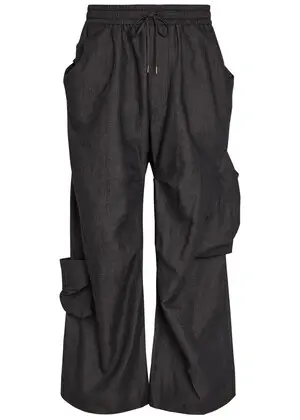 VIVIENNE WESTWOOD Achilles Draped Wide-leg Cotton-blend Cargo Trousers - Navy