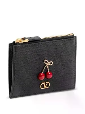 Valentino Garavani Cherryfic Grainy Calfskin Cardholder - Black