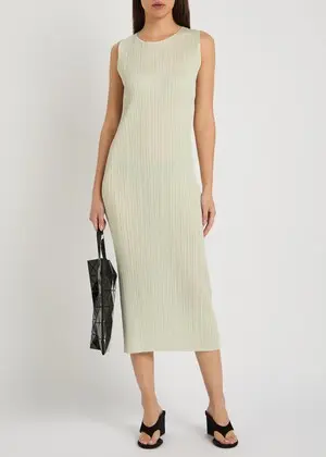 Issey Miyake Pleated Midi Dress - Ivory