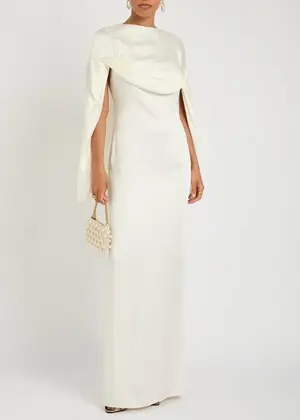 Stella McCartney Draped Cape-effect Satin-crepe Gown