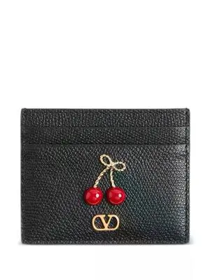 Valentino Garavani Cherryfic Grainy Calfskin Cardholder - Black