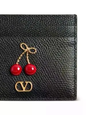 Valentino Garavani Cherryfic Grainy Calfskin Cardholder - Black