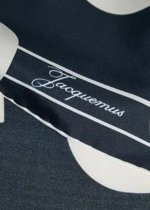 Jacquemus Le Foulard Coeur Polka Dot Silk Scarf - Navy