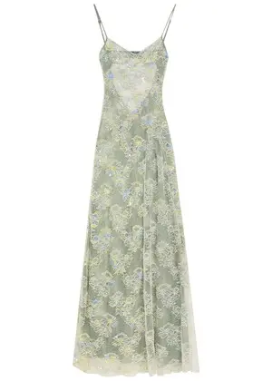 ROBERTA EINER Sophia Embellished Stretch-lace Maxi Dress - Yellow