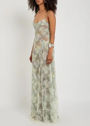 ROBERTA EINER Sophia Embellished Stretch-lace Maxi Dress