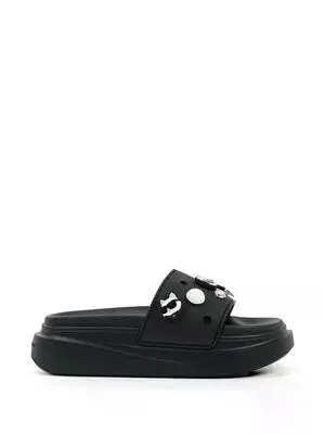 Karl Lagerfeld Embellished Platform Slides - Black