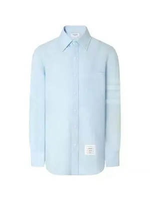Thom Browne 4-bar Linen Shirt - Blue