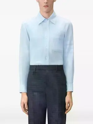 Thom Browne 4-bar Linen Shirt - Blue