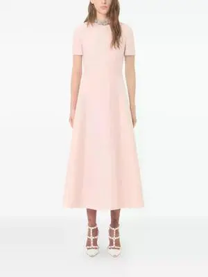 Valentino Garavani Crepe Couture Embroidered Midi Dress - Pink