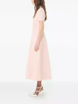 Valentino Garavani Crepe Couture Embroidered Midi Dress - Pink
