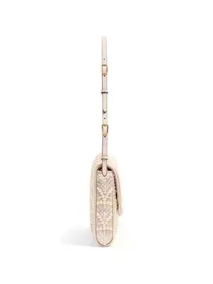 Valentino Garavani Small Shoulder Bag With Pearls And Rhinestones - Neutrals