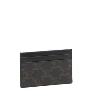 Celine Card Holder In Triomphe Canvas And Calfskin