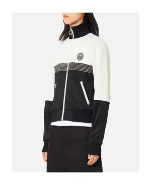 AMI Paris De Coeur Striped Zipped Knit Cardigan