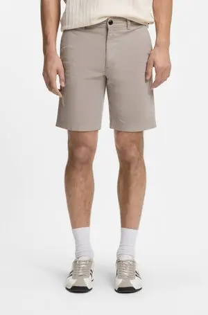 Hugo Boss Textured Cotton Shorts With Belt Loops And Multiple Pockets